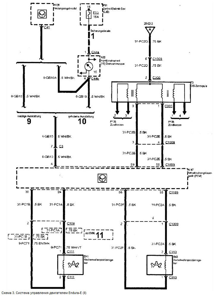 Diagram 3. Engine management system Endura-E (II) (Mazda 121 (3) 1996 ...